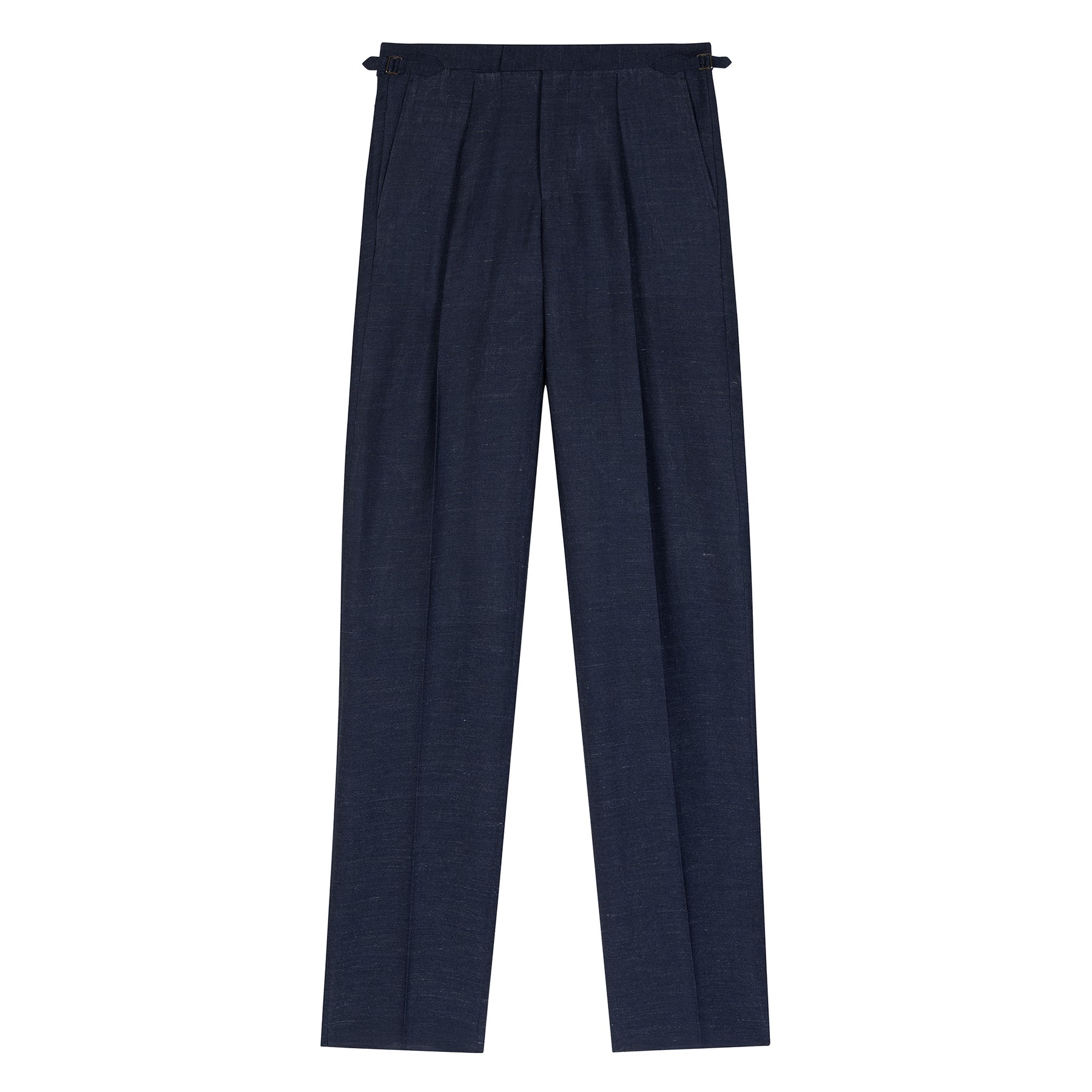 Duke Navy Linen And Fresco Wool Trousers – Kit Blake
