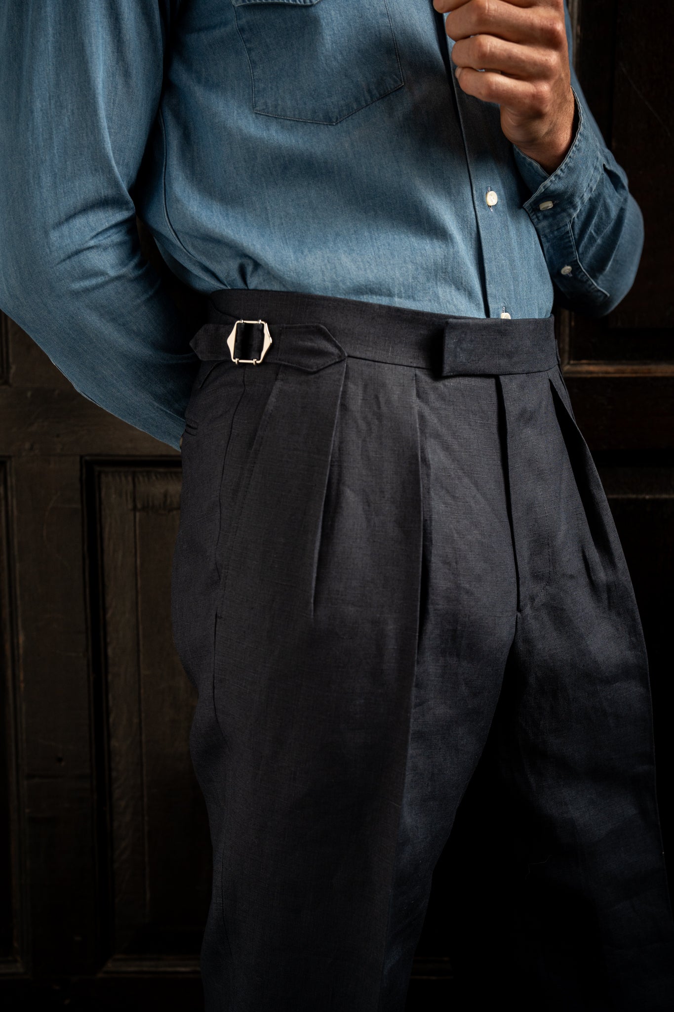 Aleks Navy Linen Trousers – Kit Blake